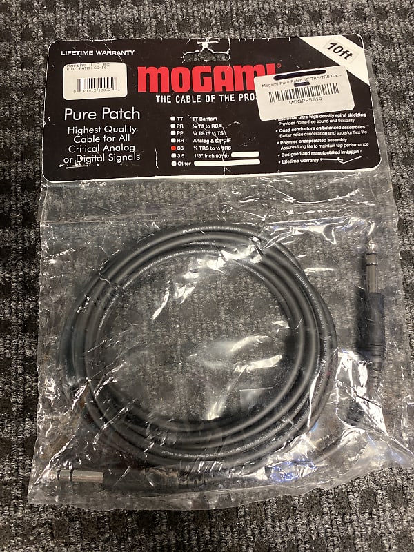 Mogami SS-10 Pure Patch 1/4" TRS Patch Cable - 10' ft Black | Reverb
