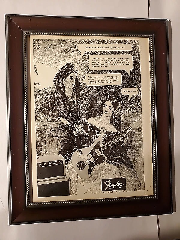 1962 Fender Guitars Promotional Ad Framed Fender Jazzmaster, | Reverb