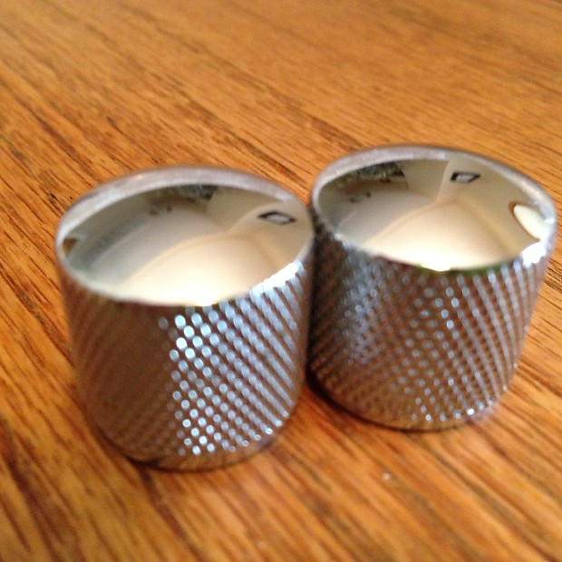 Tele-PUSH-ON-Chrome-Knurled-Barrel-DOME-KNOBS-for-Telecaster- | Reverb