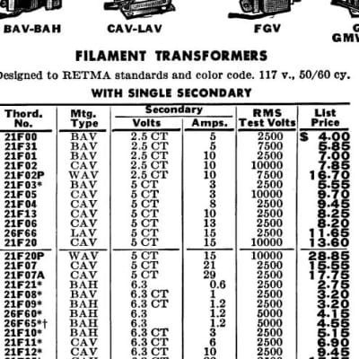 Thordarson T-21F12 Vintage Tube Amp 10A Filament Transformer | Reverb