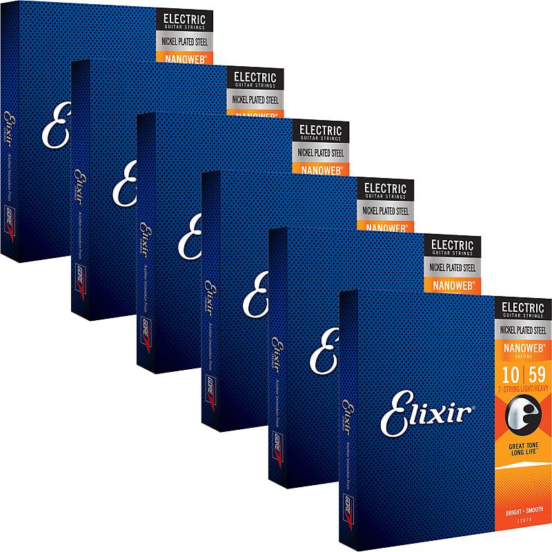 6 Sets of Elixir 12074 NANOWEB Coating Electric Guitar | Reverb