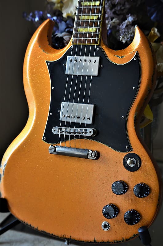 Gibson SG Standard Heavy Relic Tangerine Sparkle | Reverb