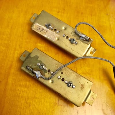 Gibson Dog-ear p90 pickups pair clear bobbin c 1968 original | Reverb