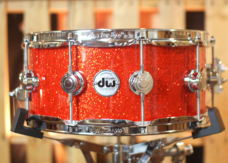 Dw 6x14 Collectors Maple Super Tangerine Glass Snare Drum Reverb
