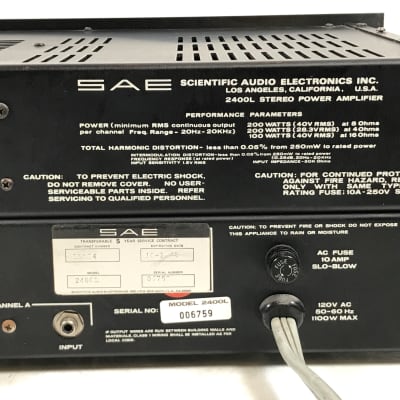 SAE 2400L Solid State Stereo Power Amplifier | Reverb Australia
