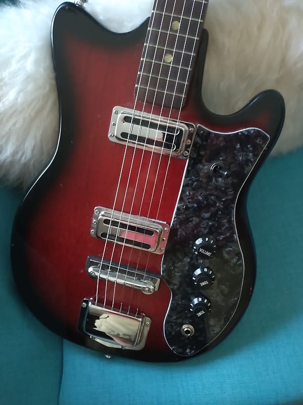 Teisco TG 1960s Red Sunburst with Black Pearl Pickguard | Reverb