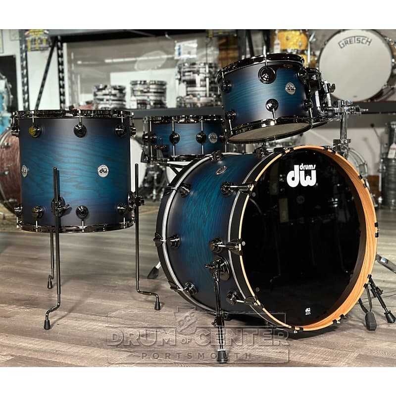 DW Collectors Pure Oak 5pc Drum Set Regal Blue to Candy Black | Reverb