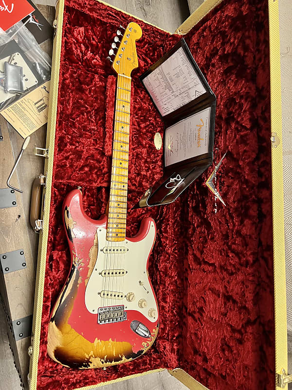 Fender Custom Shop Strat 57 2018 - Fiesta Red over Sunburst | Reverb