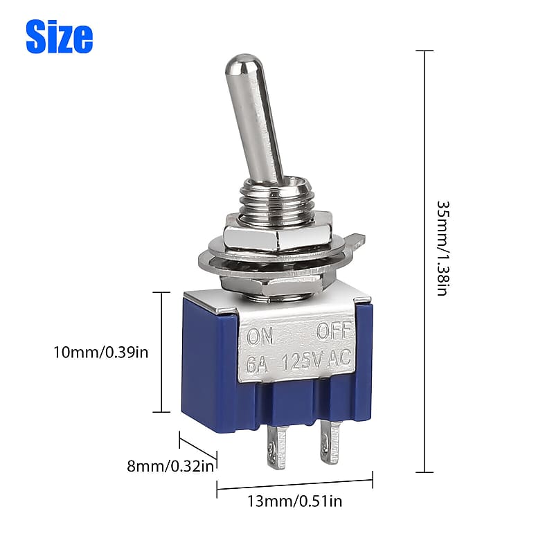 Guitar Pickup On / OFF 2 Position Mini Toggle Switch 2 Pin | Reverb