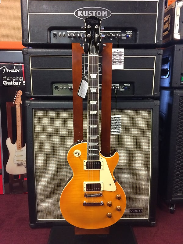 Tagima TLP Flamed Single-Cut Transparent Amber w/Hardshell | Reverb