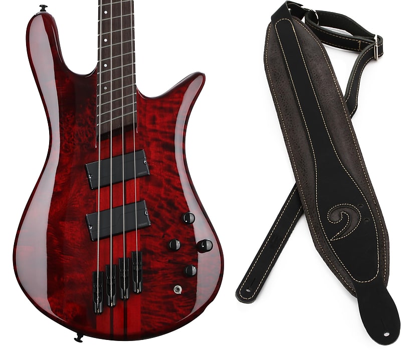 Spector NS Dimension 4 Bass Guitar - Inferno Red Gloss Bundle | Reverb