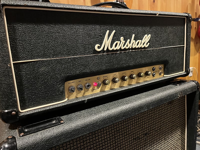 1973 Marshall 100 Watt Lead Amp and Cabinet | Reverb