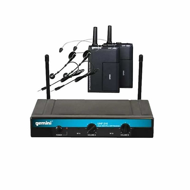Gemini UHF-216HL Dual Channel UHF PLL Headset/Lavalier | Reverb