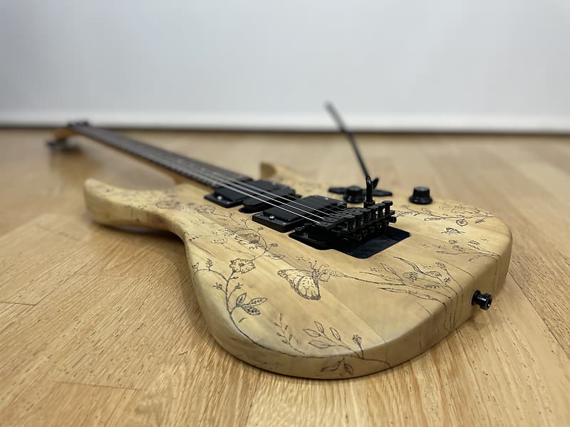 Handcrafted Pyrography Pyro Guitar HSH Double Lock Tremolo | Reverb