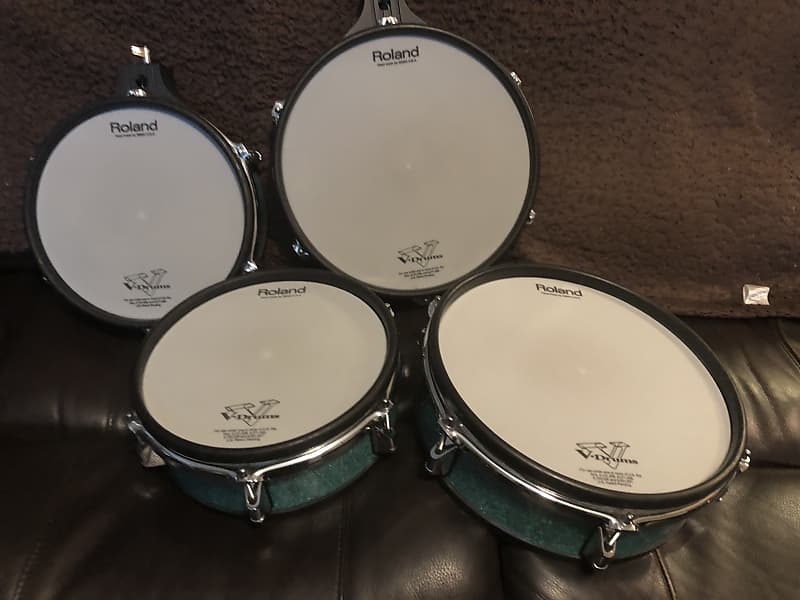 4pc Roland PD-125 and PD-105 custom finished set - Turquoise | Reverb