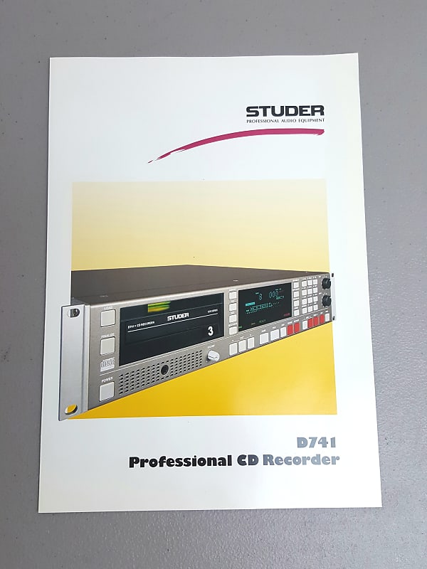 Studer D741 Professional CD Recorder - Original Brochure | Reverb