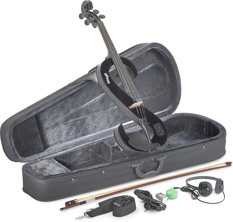 Stagg 4/4 electric viola set w/ S-shaped black electric | Reverb