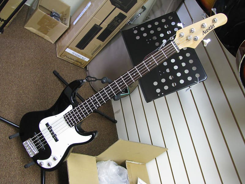 Austin 5 String Electric Bass Guitar- Black - Fire Sale | Reverb