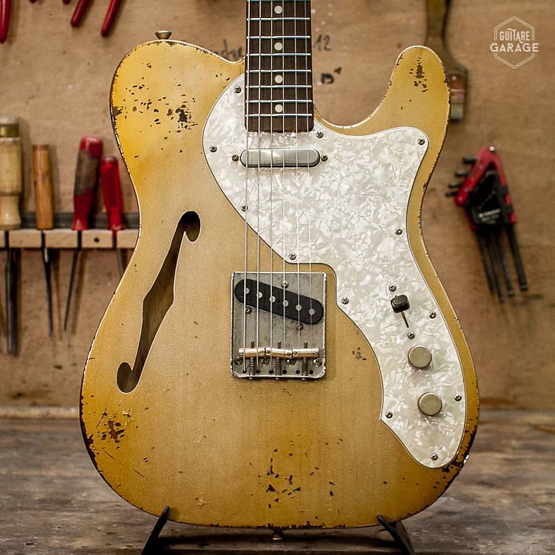 Guitare Garage Telecaster Thinline Aged Shoreline Gold | Reverb UK