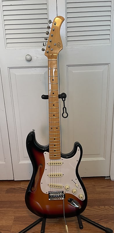 SX Hawk MN Alder H 3TS Semi Hollow 3 Tone Sunburst w/SX Gig | Reverb