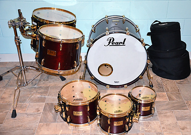 Pearl Masters Studio Shell Pack in Wine Red and 24k Gold | Reverb