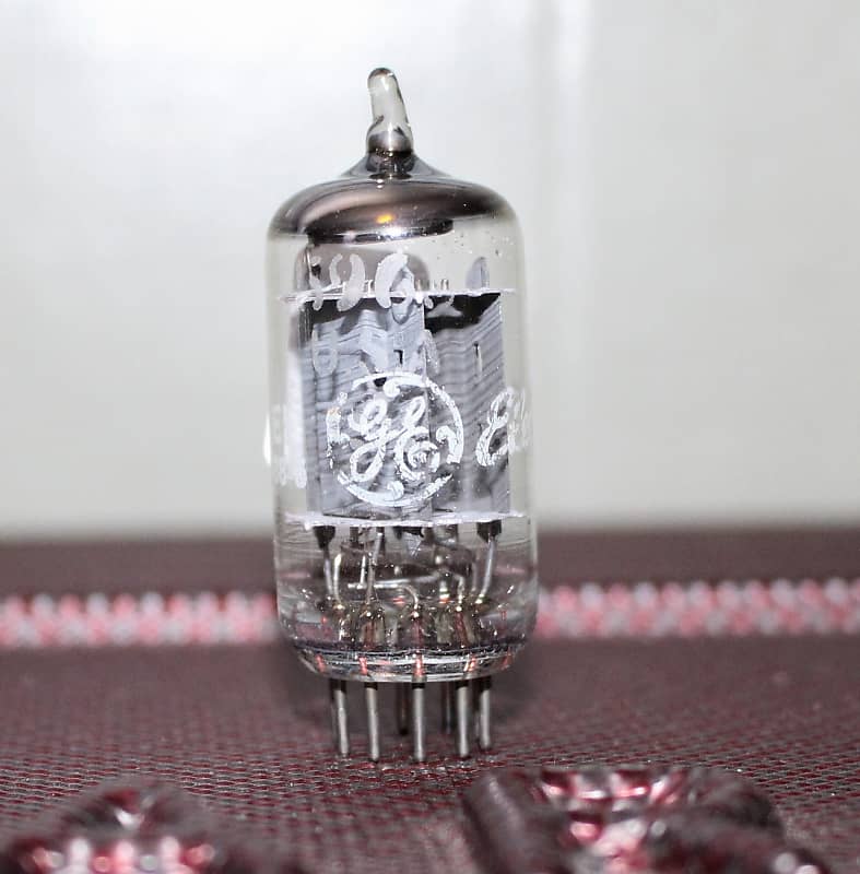 GE 5963 12AU7 ECC82 PERFECT BALANCE LONG PLATE HALO GETTER | Reverb