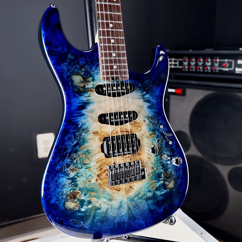 ESP Custom Shop Snapper CTM Burl Poplar Nebula Blue Burst | Reverb