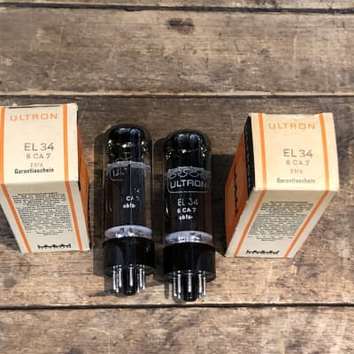 Matched pair Ultron EL34/6CA7, made by Hitachi, NOS/NIB, | Reverb