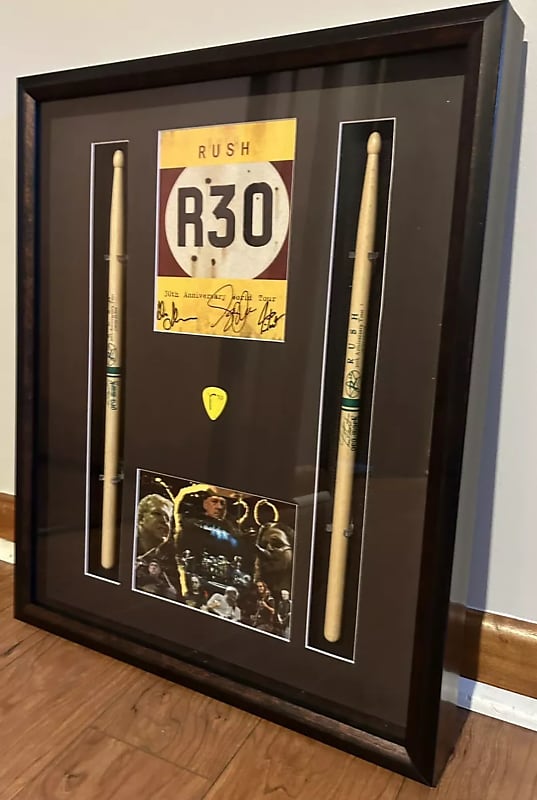 Rush R30 Signed Display Lee Lifeson Peart Rare Green R30 Drum | Reverb