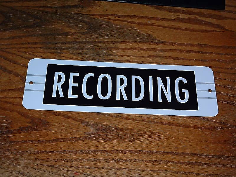 Recording Metal wall sign White / Black 12"x4" | Reverb