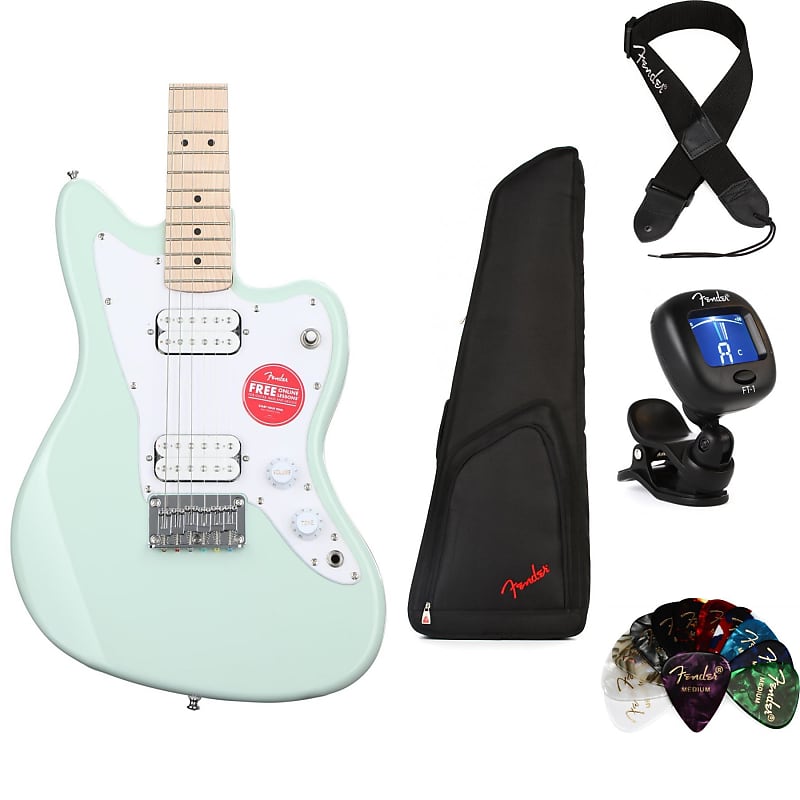 Squier Mini Jazzmaster HH Essentials Bundle - Surf Green with | Reverb