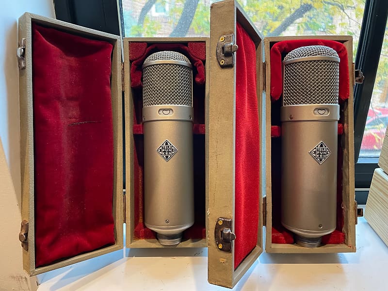 Beautiful pair of 1958 Neumann U47 microphones with extras | Reverb
