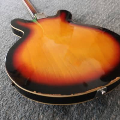 Vintage 1960s Teisco Guitar 335 Shape 2 Pick Up Sunburst High | Reverb