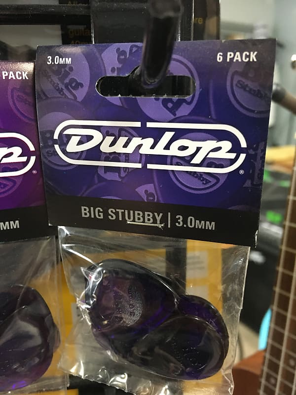 Dunlop Big Stubby 3.0mm 6 Pick Pack Purple | Reverb