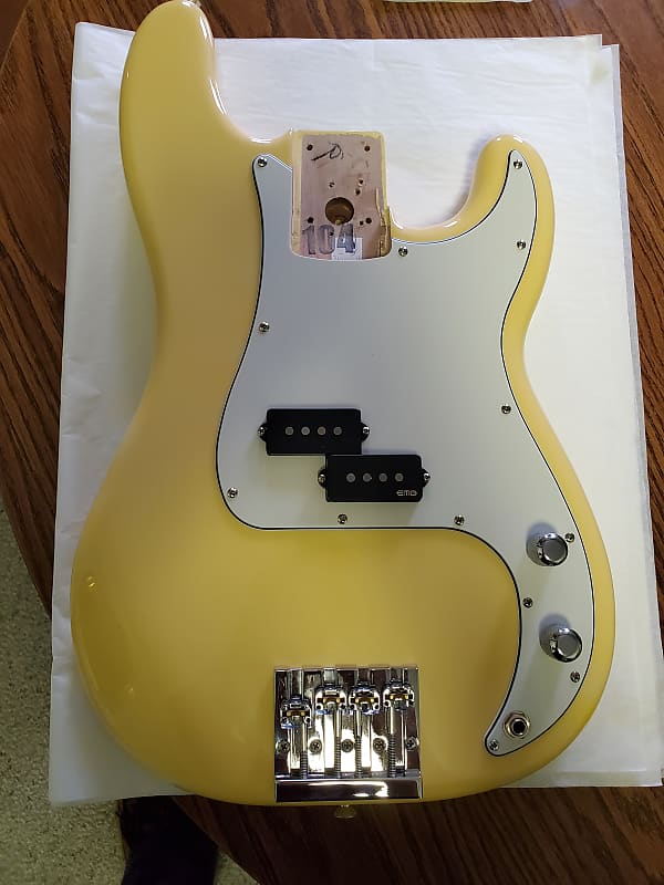 Upgraded Loaded Fender Player P Bass Body - Buttercream | Reverb