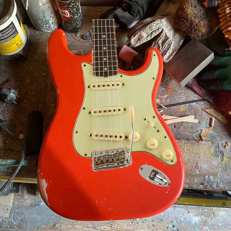 Relic Stratocaster Body, Nitro paint, Fiesta red, 100% | Reverb