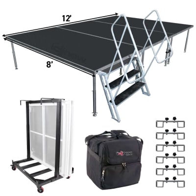 ProX 8' x 8' Portable Stage System with Steps, Guardrails, | Reverb