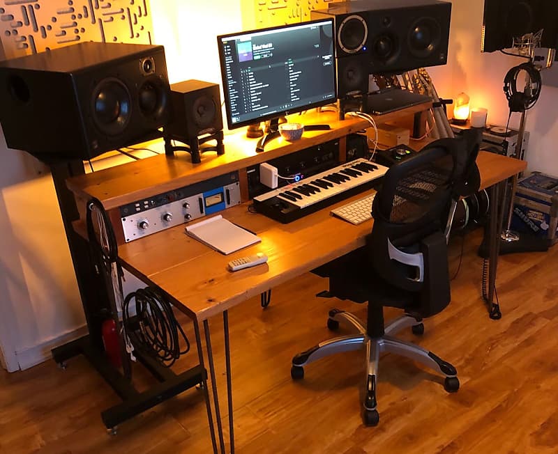 Handmade Production Studio Wood Desk with 3 x 3U Rack Space | Reverb