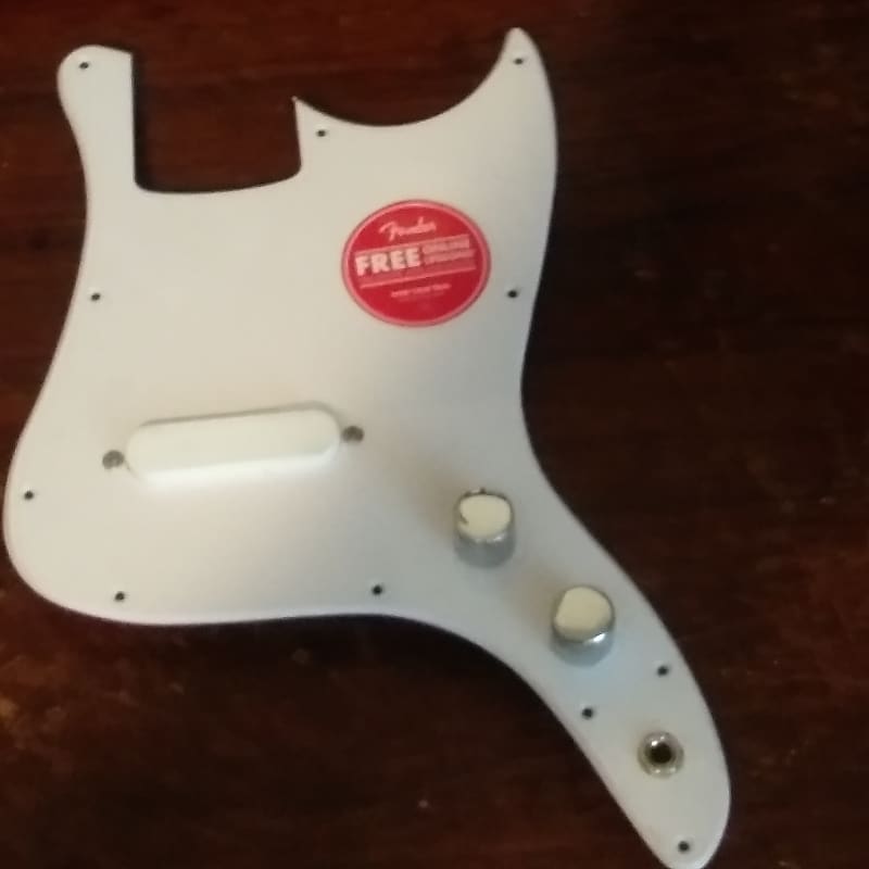 Squier Bronco Bass Stuffed Pickguard 2022 - White | Reverb
