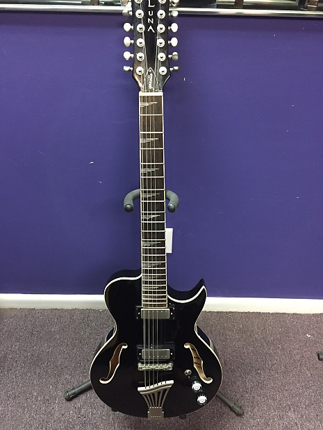 Luna Gazelle Athena Black 12 String Guitar | Reverb