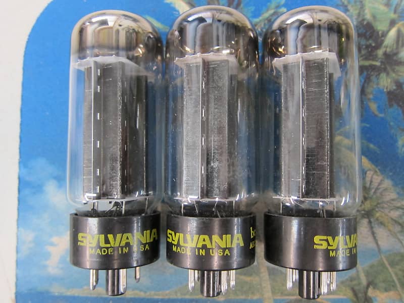 3 Vintage Matching Sylvania 5U4GB Rectifier Tubes, Long Black | Reverb