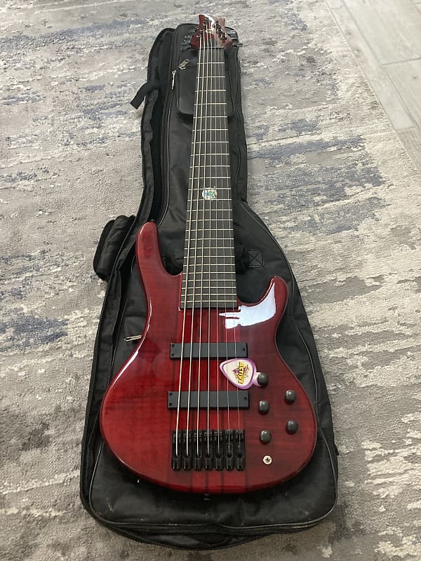 Wolf 7 string bass guitar Mid 2020s - Trans red | Reverb