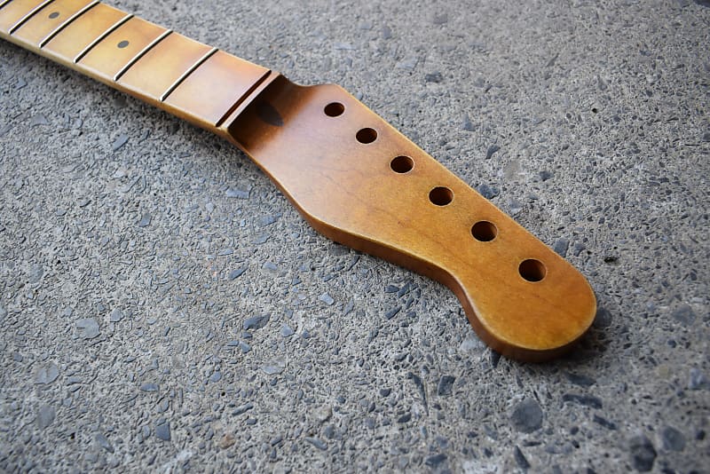 Musikraft Tele/Strat Hybrid Neck 2019 Amber Nitro! Fits Tele | Reverb