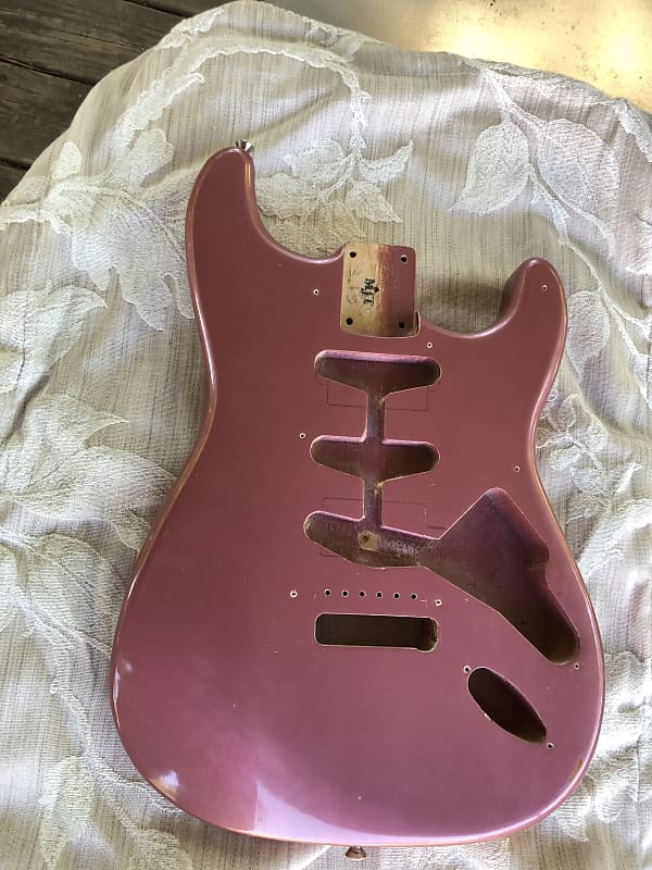 MJT Relic strat body - Burgundy Mist | Reverb