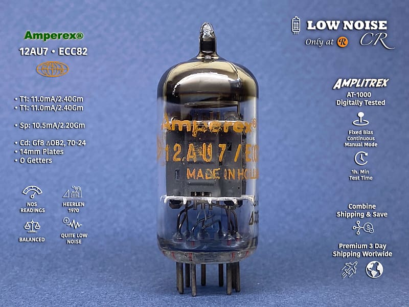 Amperex 12AU7 ECC82 • 1970 • 100% BALANCED Gm & mA tube • | Reverb