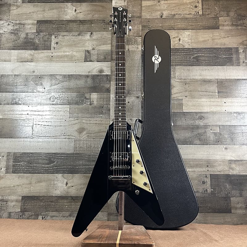 Reverend Volcano Flying V - Black w/OHSC | Reverb