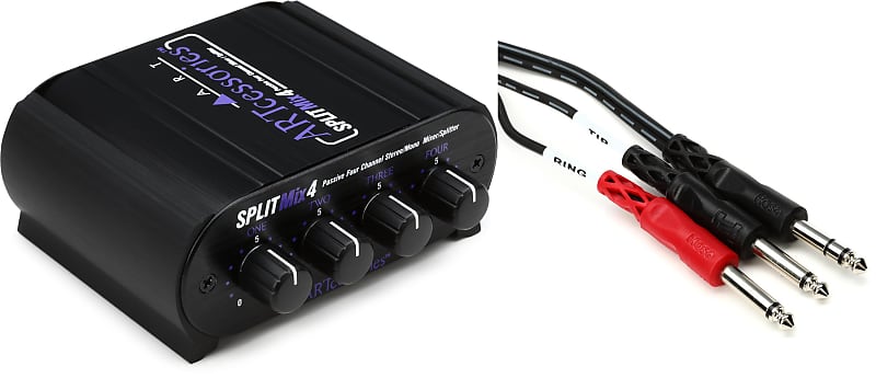 ART SPLITMix4 Passive 4-channel Mixer / Splitter Bundle with | Reverb