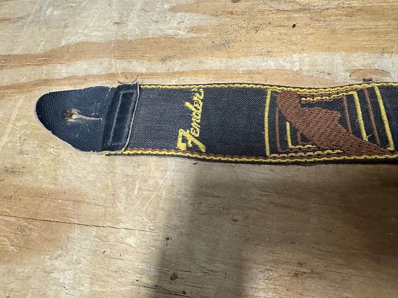 Fender Logo Strap Vintage Metal Buckle 70's - Brown Black | Reverb