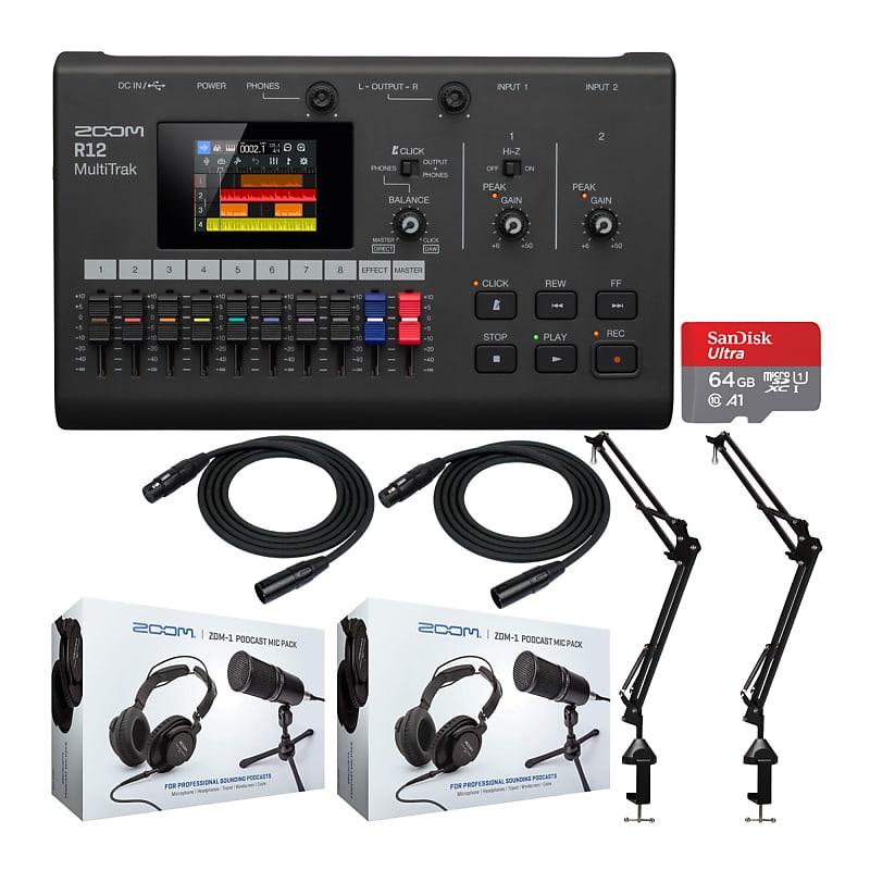 Zoom R12 Multi-Track Portable Recorder Bundle with Podcast | Reverb