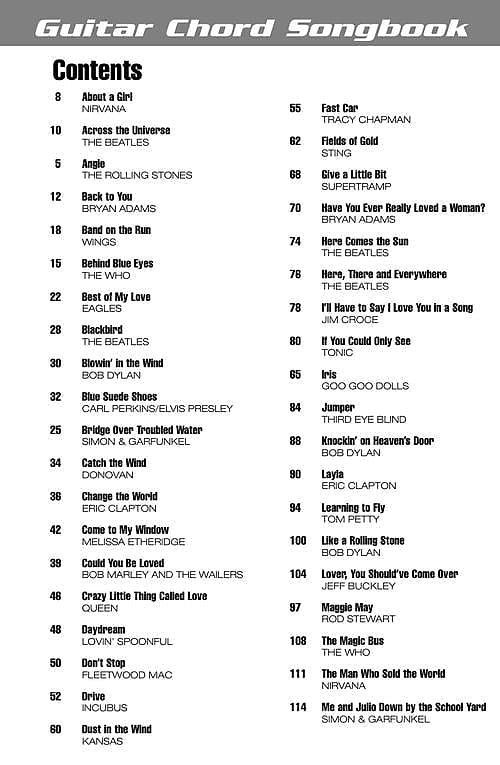 Acoustic Rock Guitar Chord Songbook | Reverb